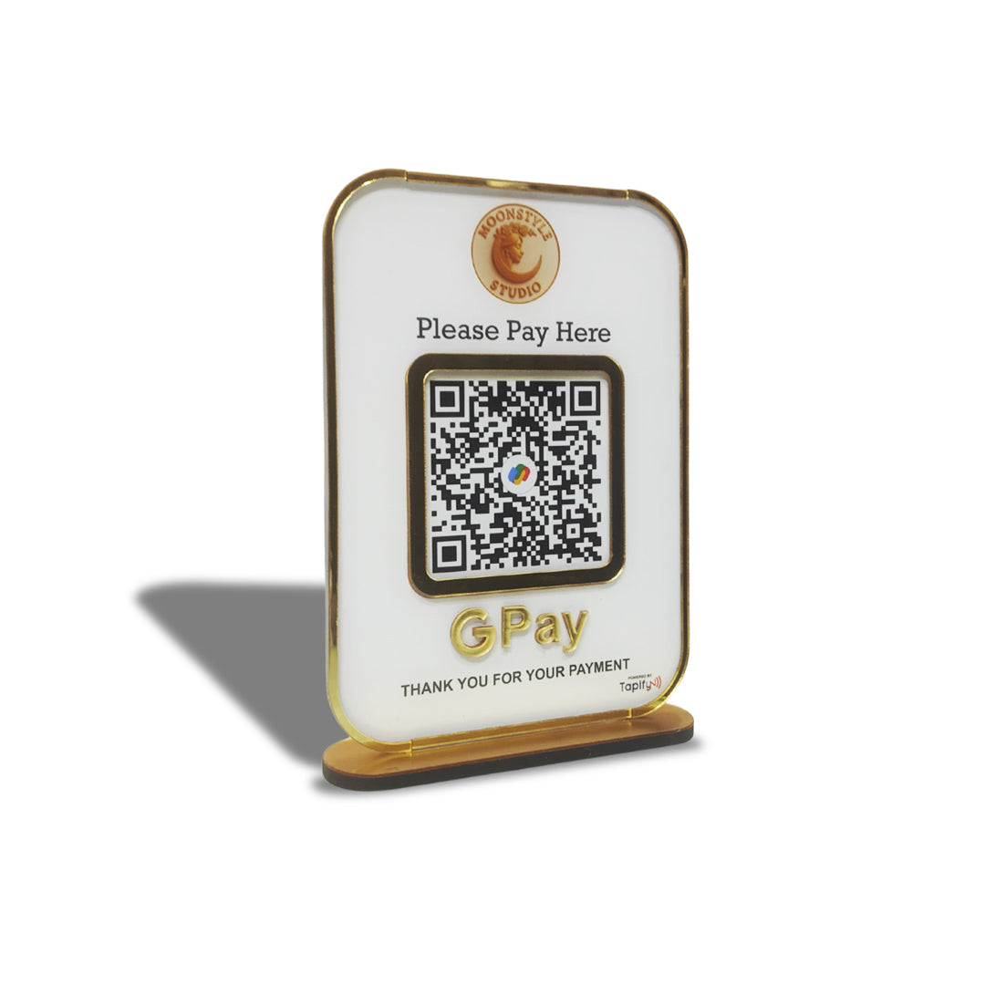 Tapify - Premium Big Size Smart NFC 1 QR Table Top Standee | White Colour
