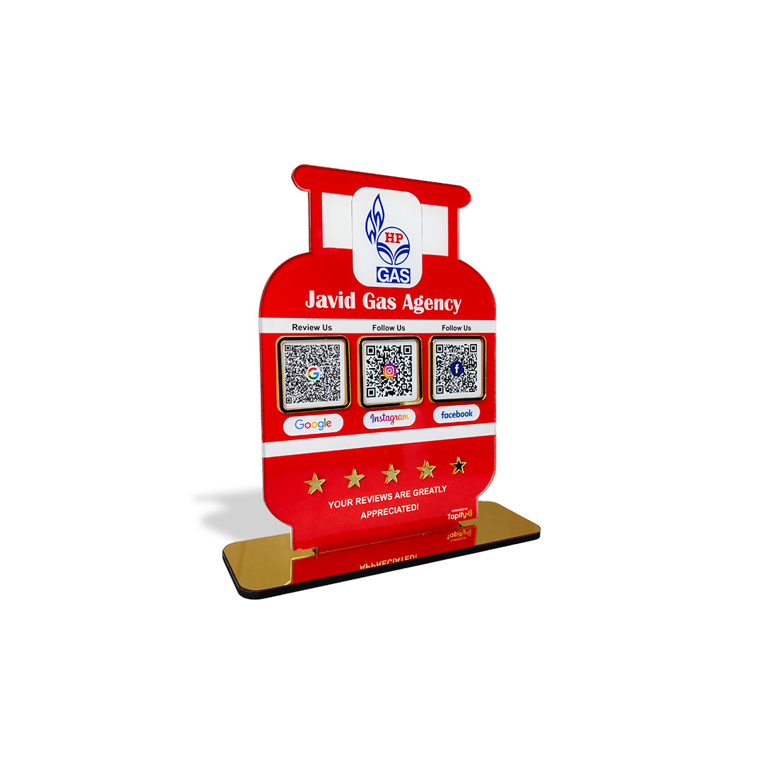 Tapify - Gas cylinder Shaped - Smart NFC 3-in-1 Table Top Standee