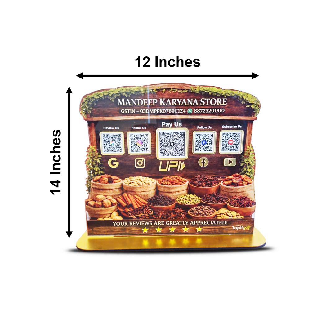 Tapify - Spices Cutout Shaped 5QR Table Top Smart NFC Standee