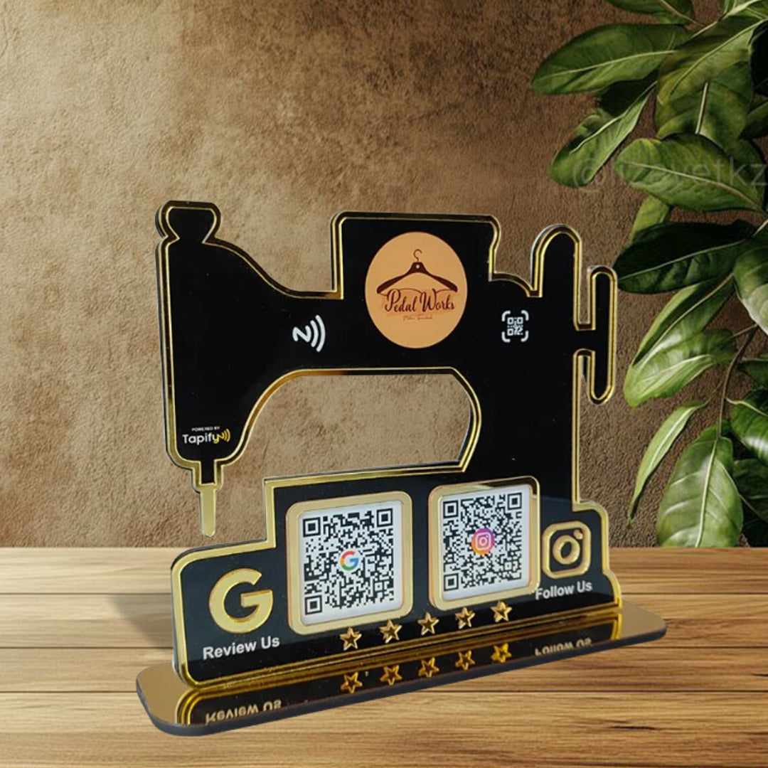 Tapify - Sewing Machine Shaped - Smart NFC 2QR Table Top Standee