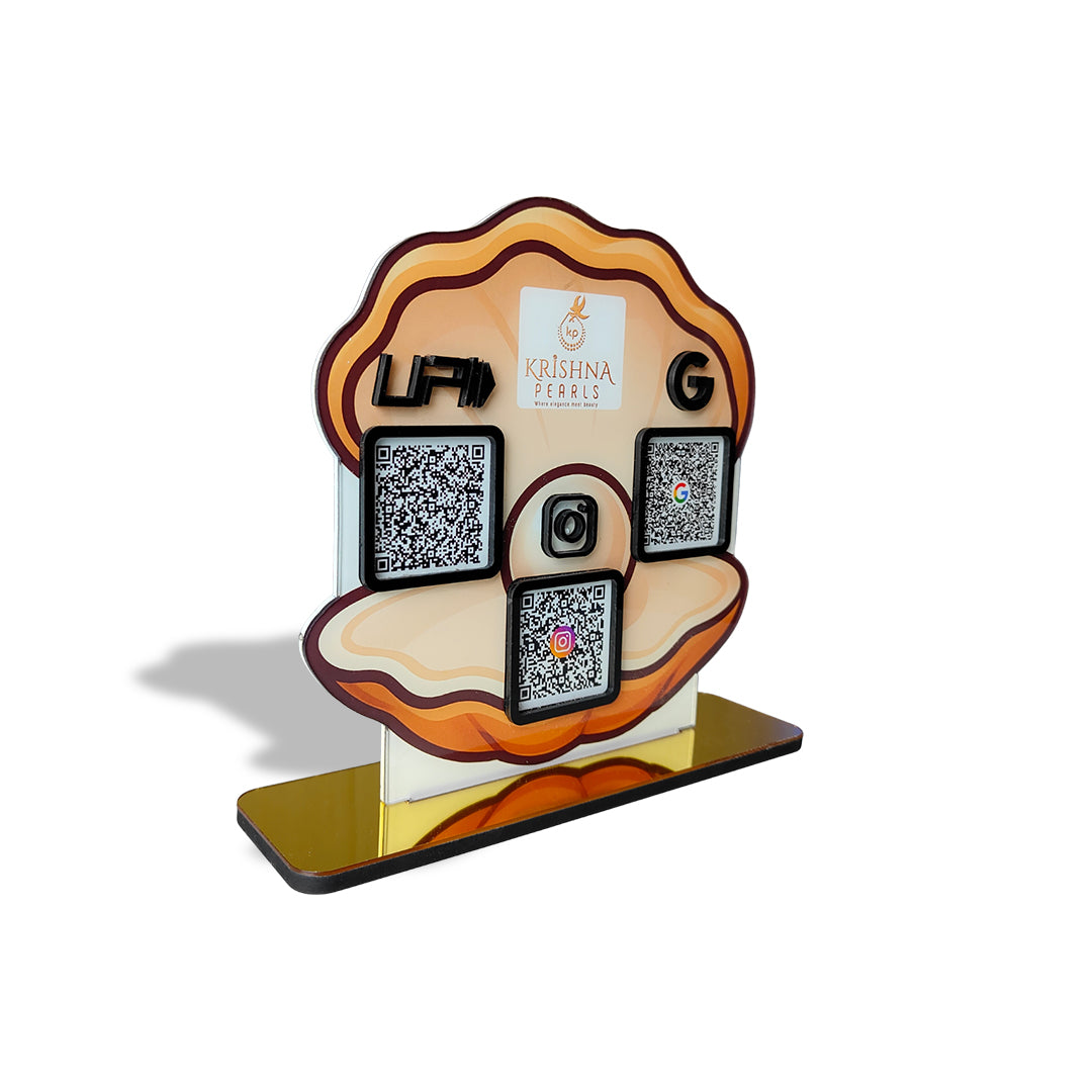 Tapify - Pearl Shell Shape - Smart NFC 3-in-1 Table Top Standee