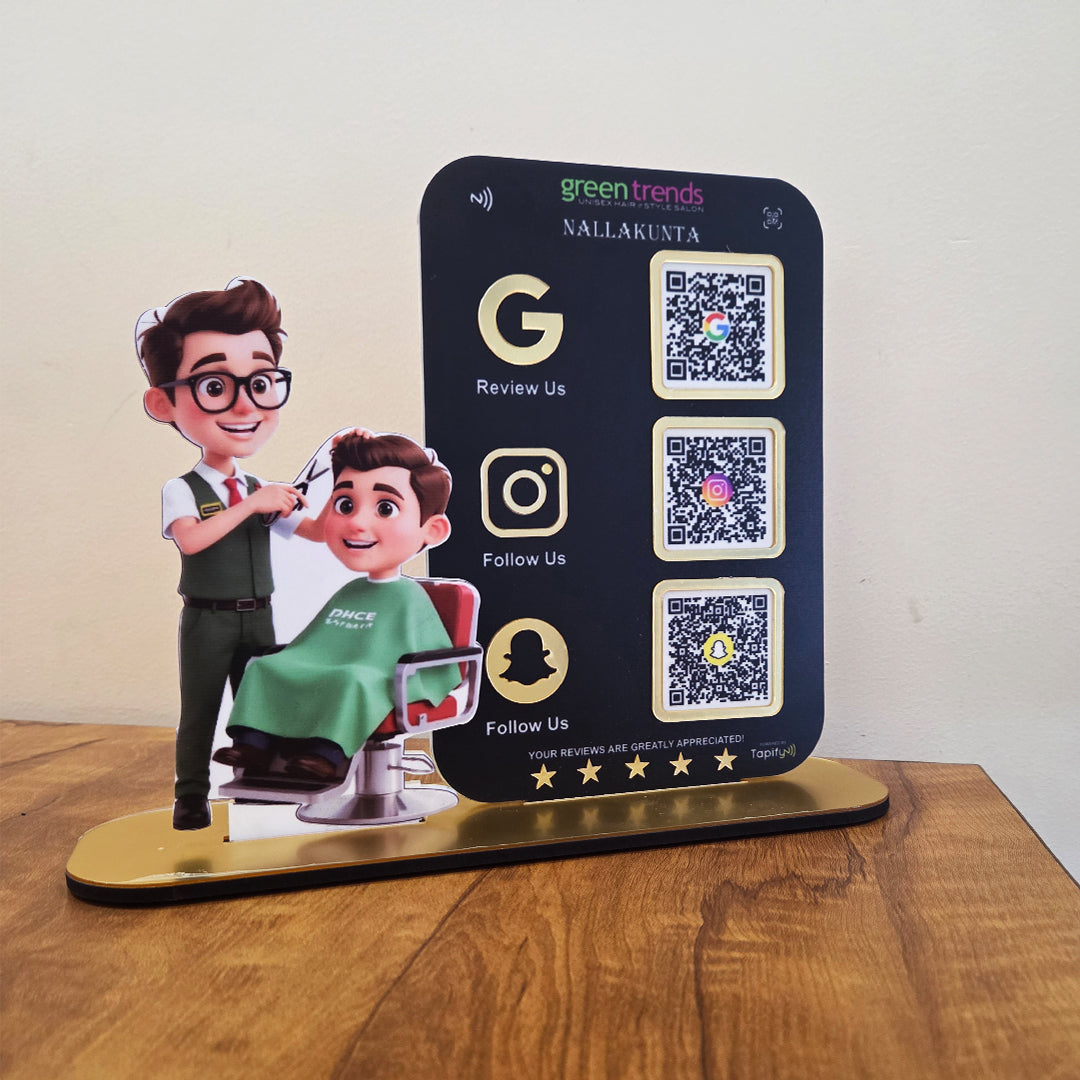 Tapify -Salons Cutout Smart NFC 3-in-1 Tabletop Standee - Portrait ...