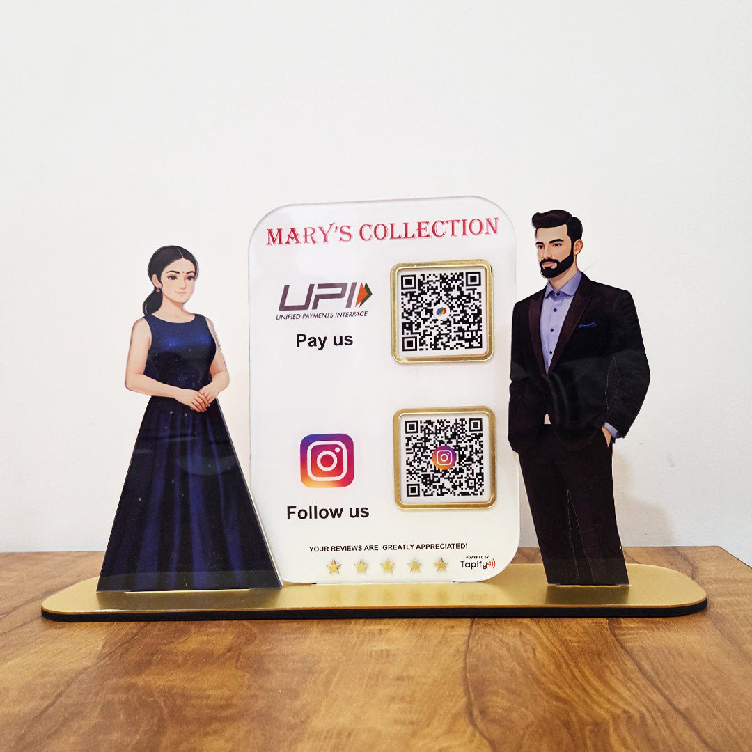 Boy & Man Cutout Smart NFC 3 in 1 Standee - For Garment Shop – Tapify