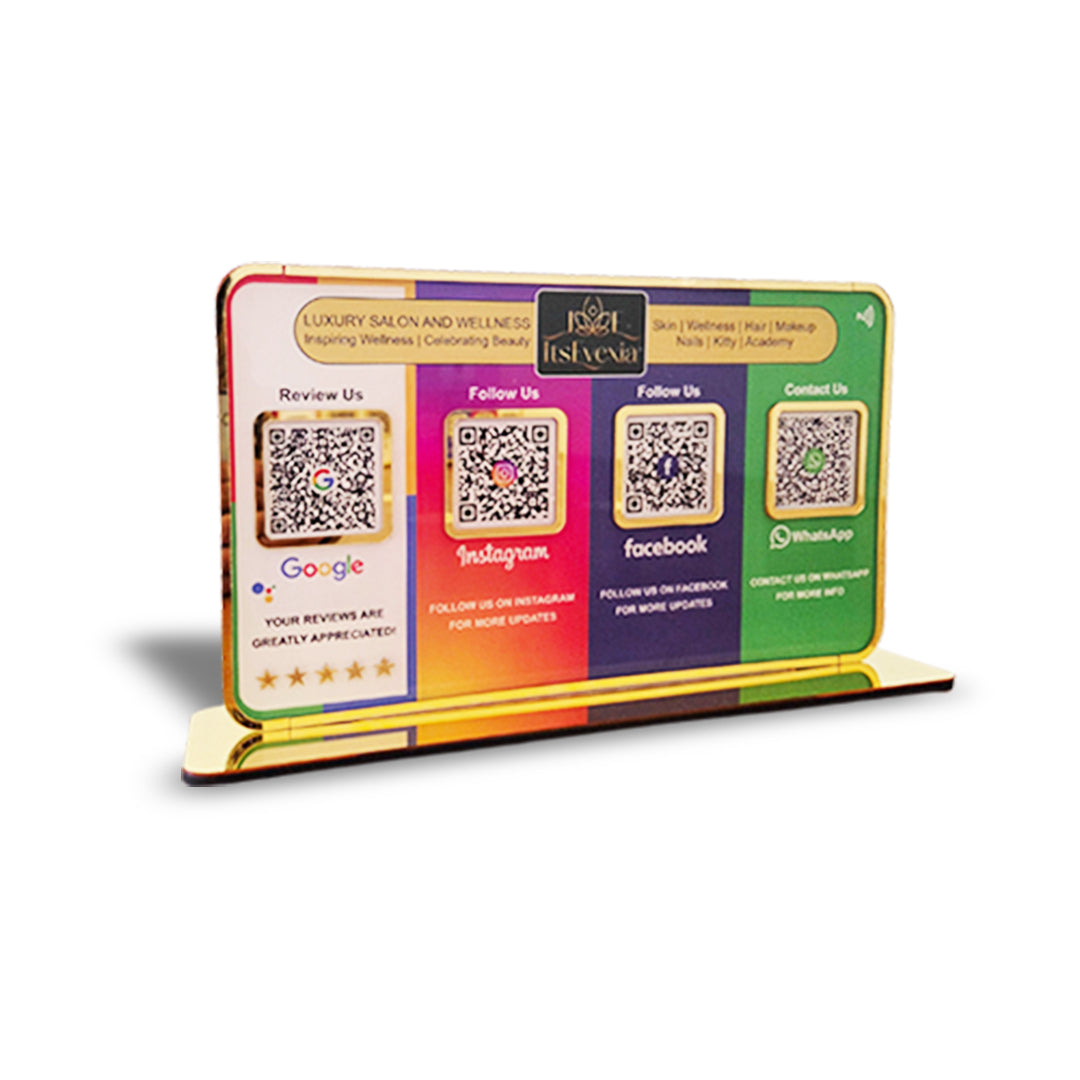 Premium Smart NFC 4QR Table Top Standee | Social Media Theme Edition ...